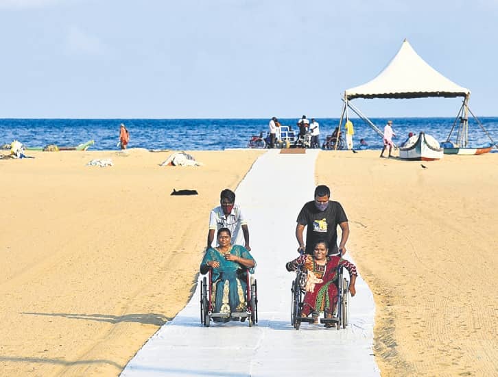 Disabled to get permanent ramp to hit sea at Marina | The New Indian ...
