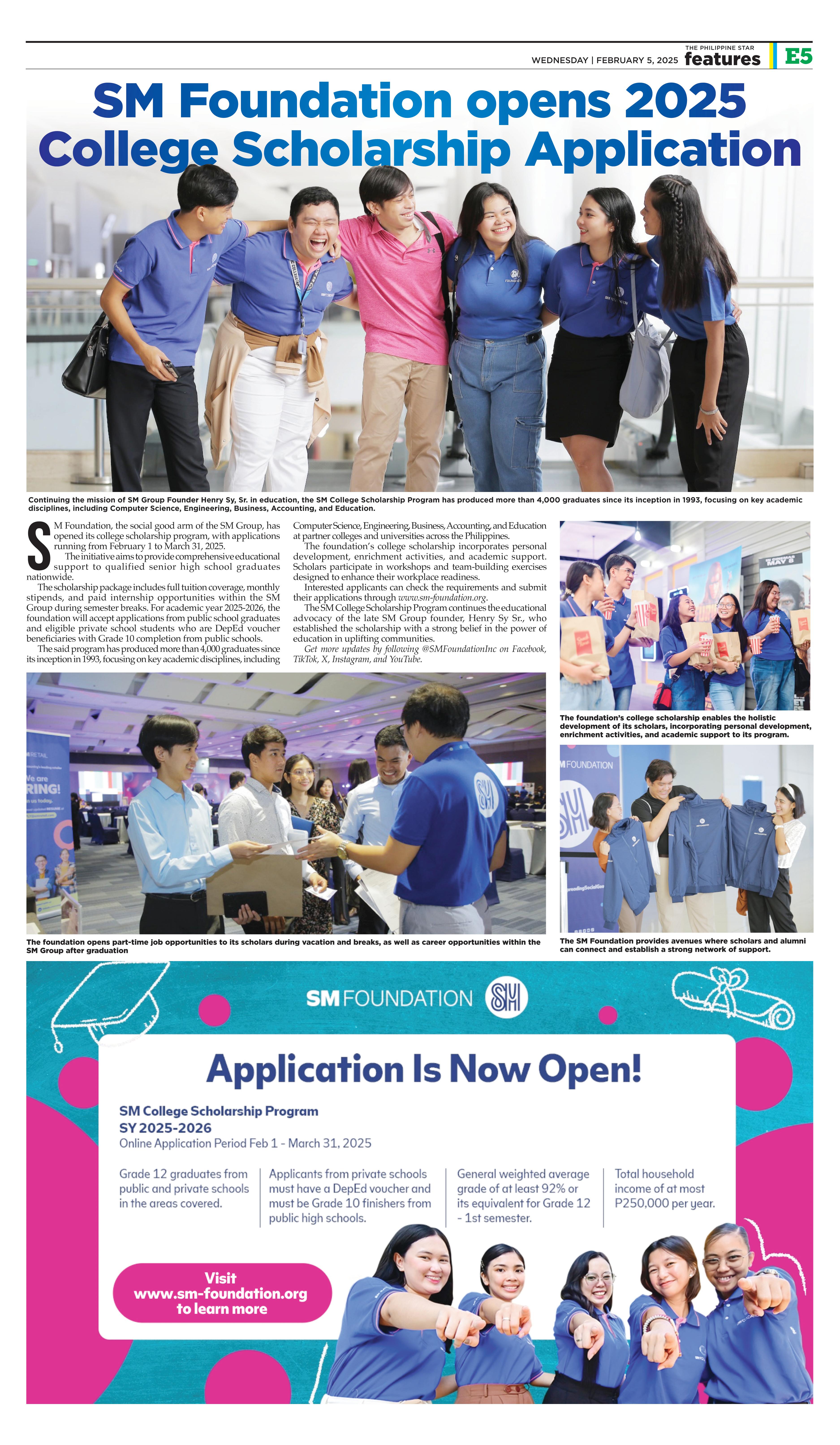 SM Foundation Opens 2025 College Scholarship Application - Read this ...