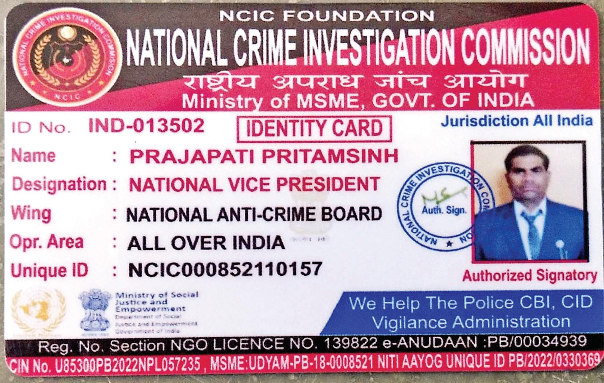 Four NGO members use ID cards with govt emblems, held | Ahmedabad ...